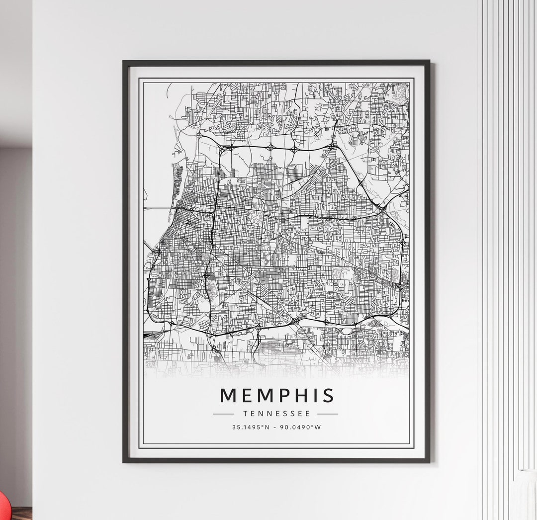 Memphis Tennessee Street Map Print | Acrylic Glass Memphis City Map ...