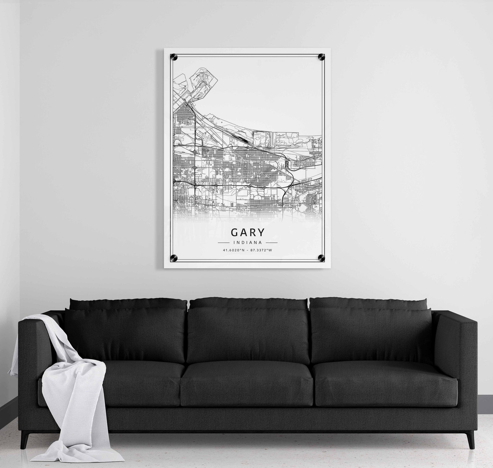 Gary Indiana Street Map Print | Acrylic Gary City Map Print | Canvas ...