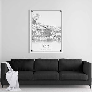 Gary Indiana Street Map Print | Acrylic Gary City Map Print | Canvas ...