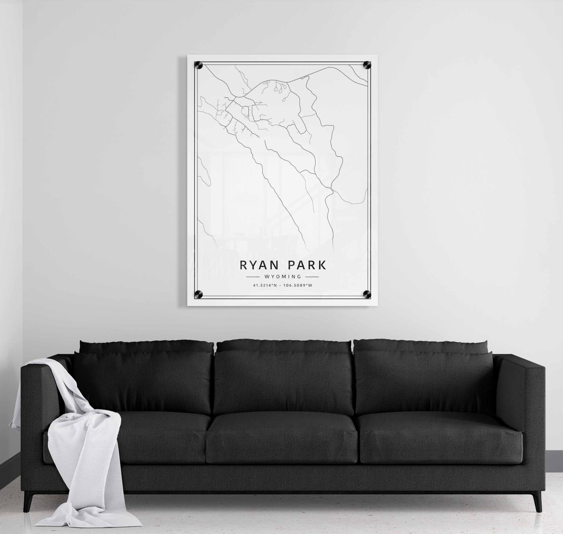 Ryan Park WY Street Map Print | Acrylic Glass Ryan Park Map Print ...
