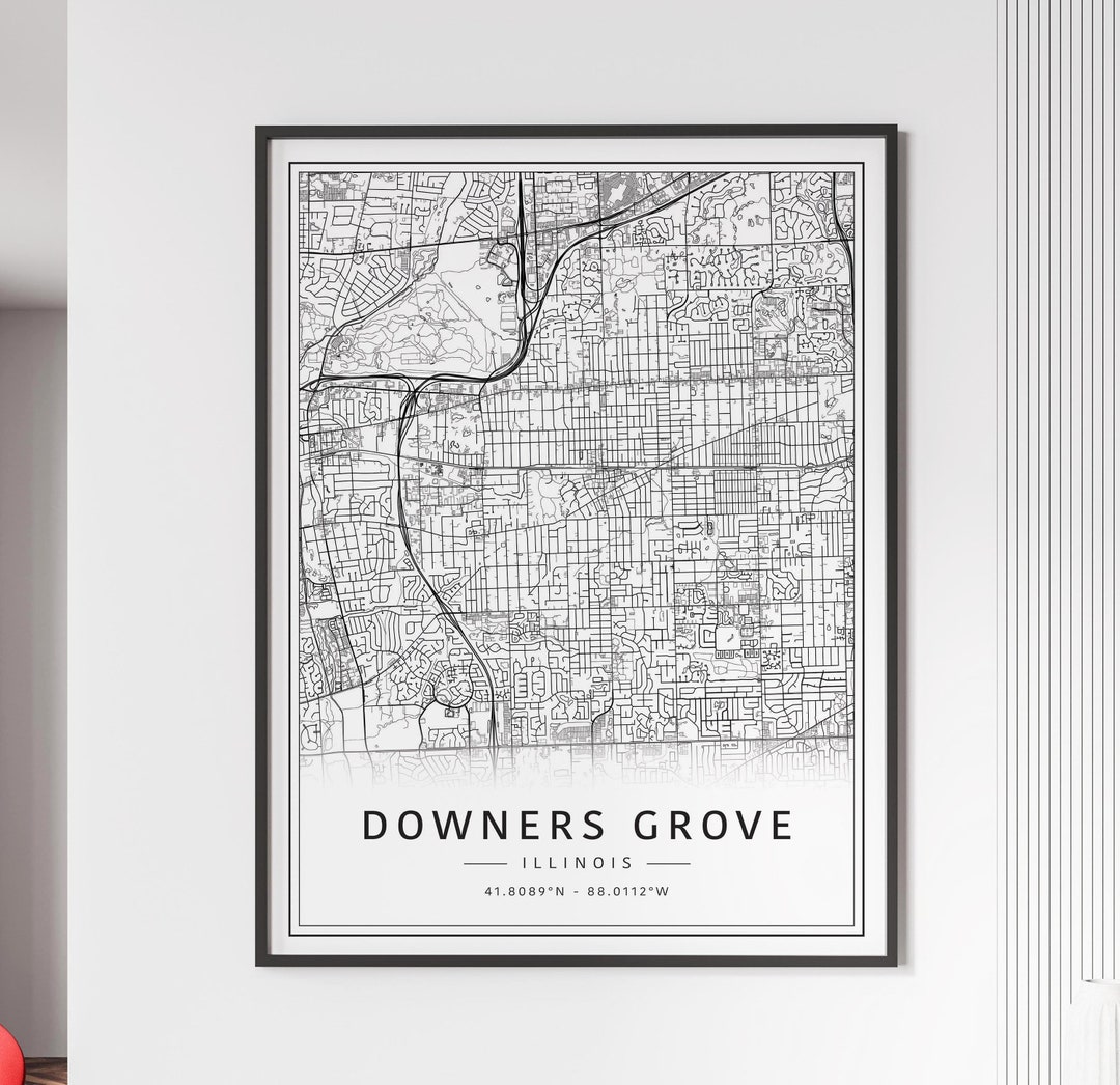 Downers Grove IL Street Map Print | Acrylic Downers Grove Map Print ...
