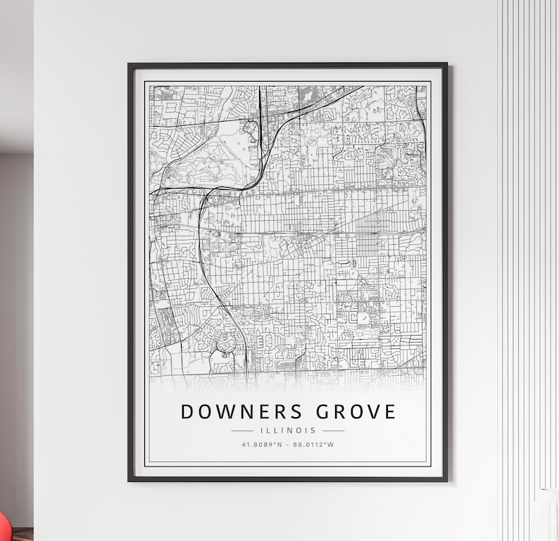 Downers Grove IL Street Map Print | Acrylic Downers Grove Map Print ...