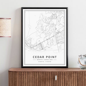 Cedar Point NC Street Map Print | Acrylic Glass Cedar Point City Map ...