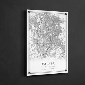Xalapa Mexico Street Map Print | Acrylic Glass Xalapa City Map Print ...