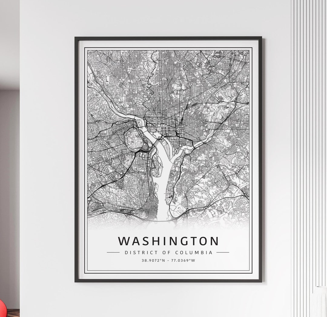 Washington DC Street Map Print | Acrylic Glass Washington DC City Map ...