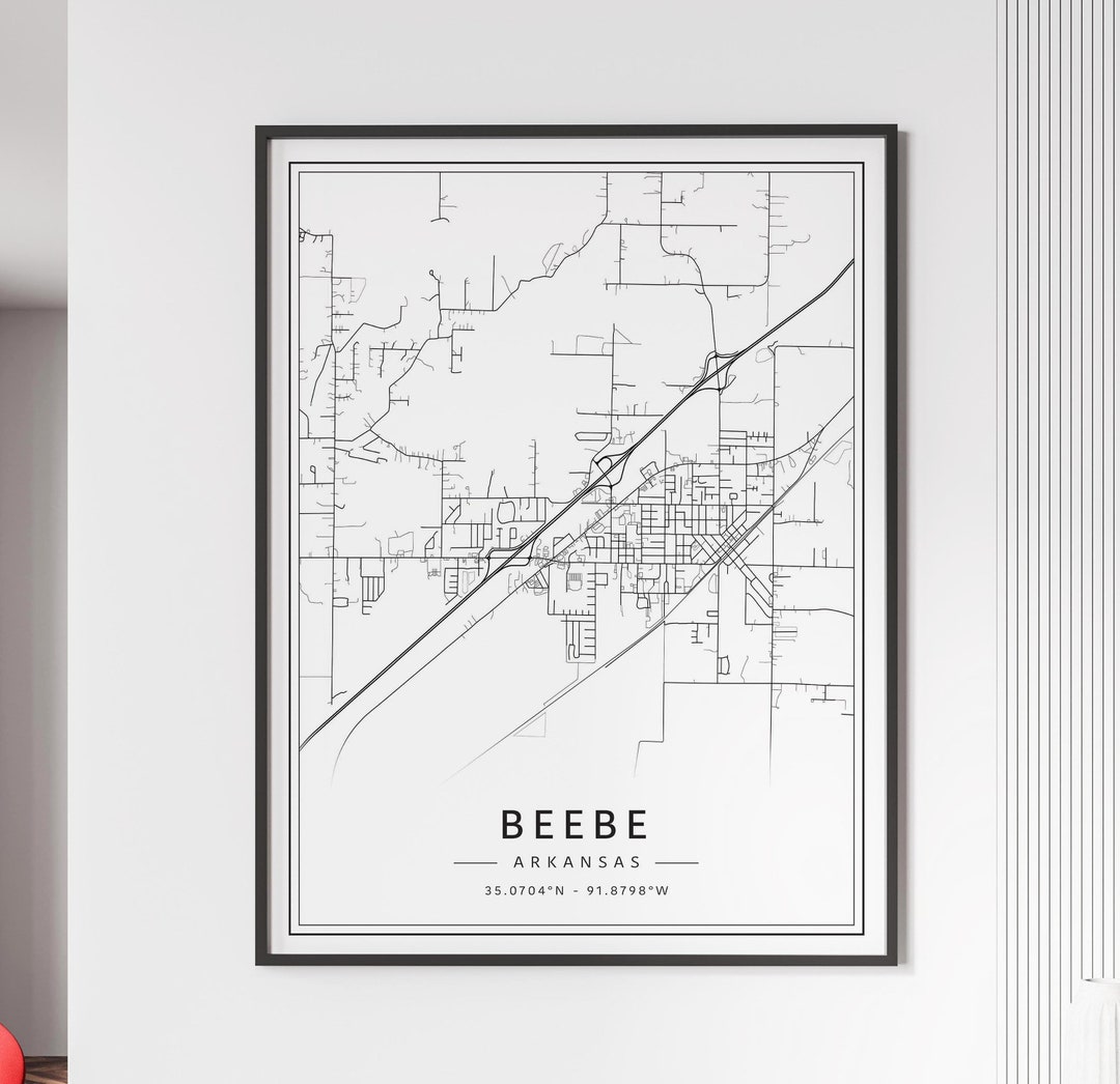 Beebe Arkansas Street Map Print | Acrylic Beebe City Map Print | Canvas ...