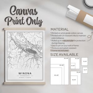Winona MN Street Map Print | Acrylic Glass Winona City Map Print ...