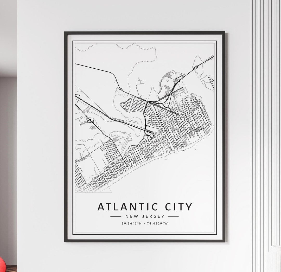 Atlantic City NJ Street Map Print | Acrylic Glass Atlantic City Map ...