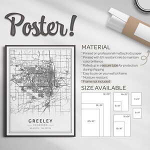 Greeley Colorado Street Map Print | Acrylic Glass Greeley City Map ...