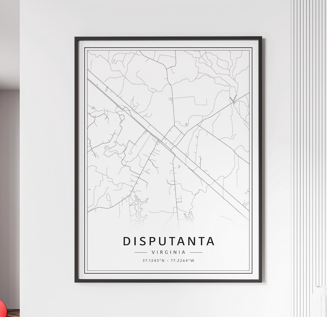 Disputanta Virginia Street Map Print | Acrylic Glass Disputanta Map ...