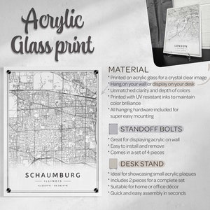 Schaumburg IL Street Map Print | Acrylic Schaumburg Map Print | Canvas ...