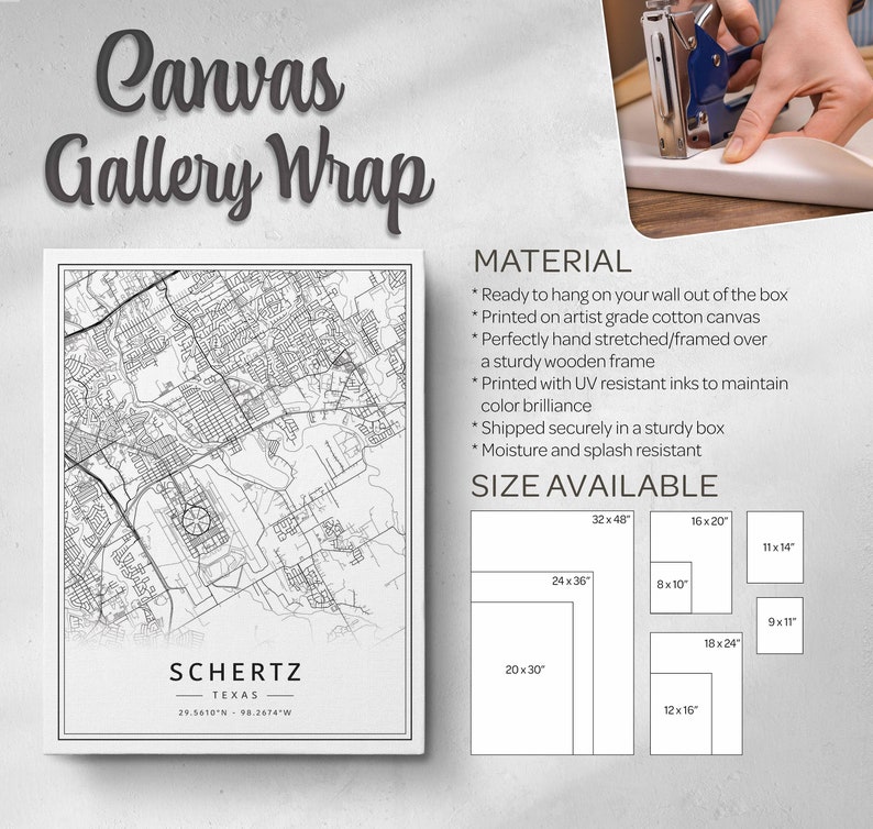 Schertz Texas Street Map Print Acrylic Schertz City Map Print Canvas ...