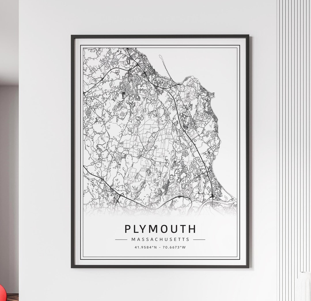 Plymouth MA Street Map Print | Acrylic Glass Plymouth Map Print ...