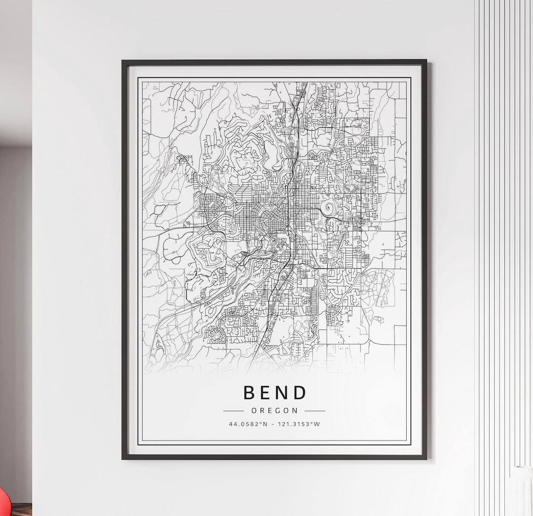 Bend Oregon Street Map Print | Acrylic Glass Bend City Map Print ...