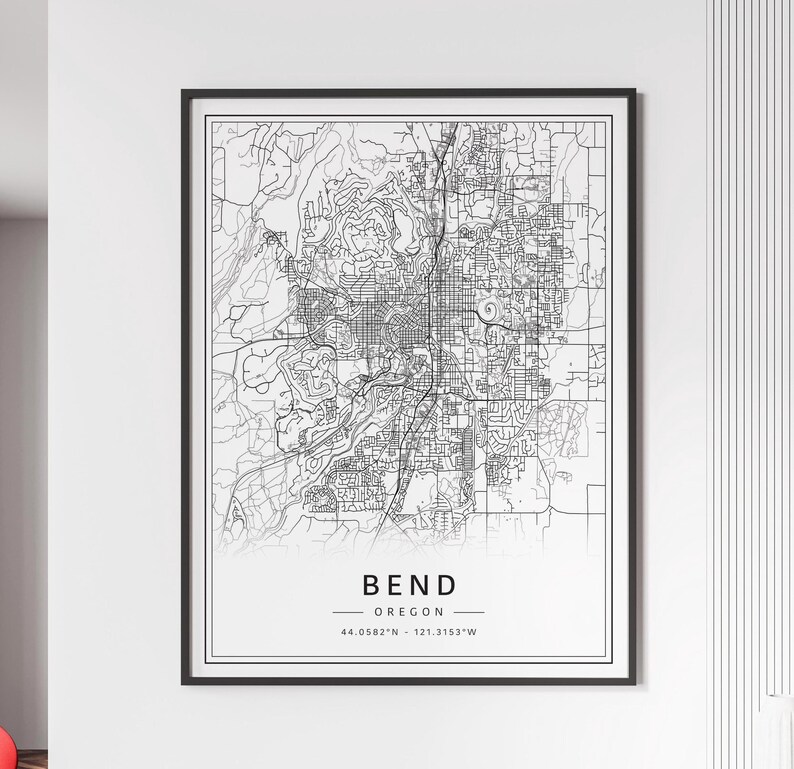 Bend Oregon Street Map Print | Acrylic Glass Bend City Map Print ...