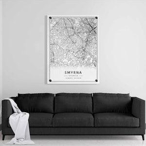 Smyrna Georgia City GA Street Map Print | Acrylic Smyrna City Map Print | Canvas Smyrna City ...