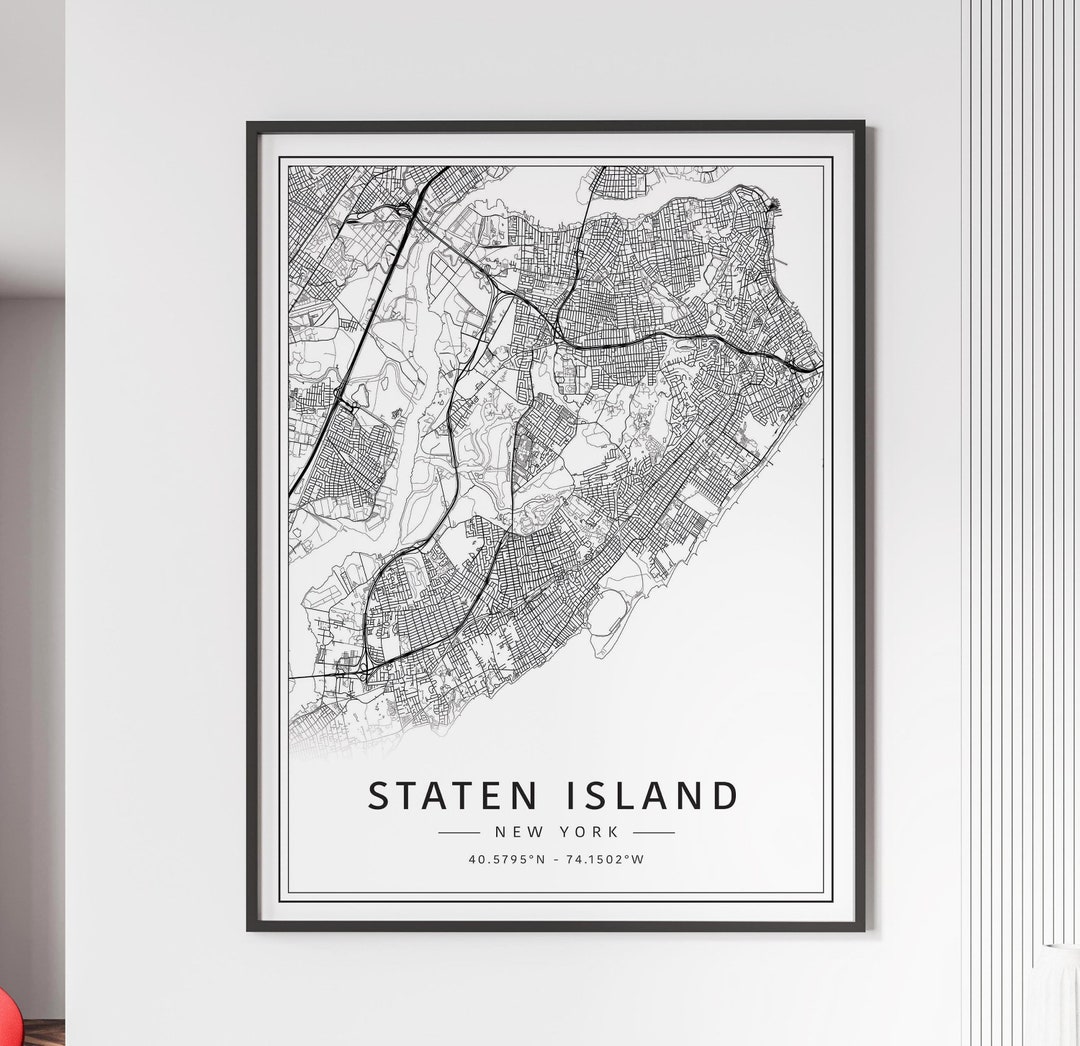 Staten Island NY Street Map Print | Acrylic Glass Staten Island Map ...