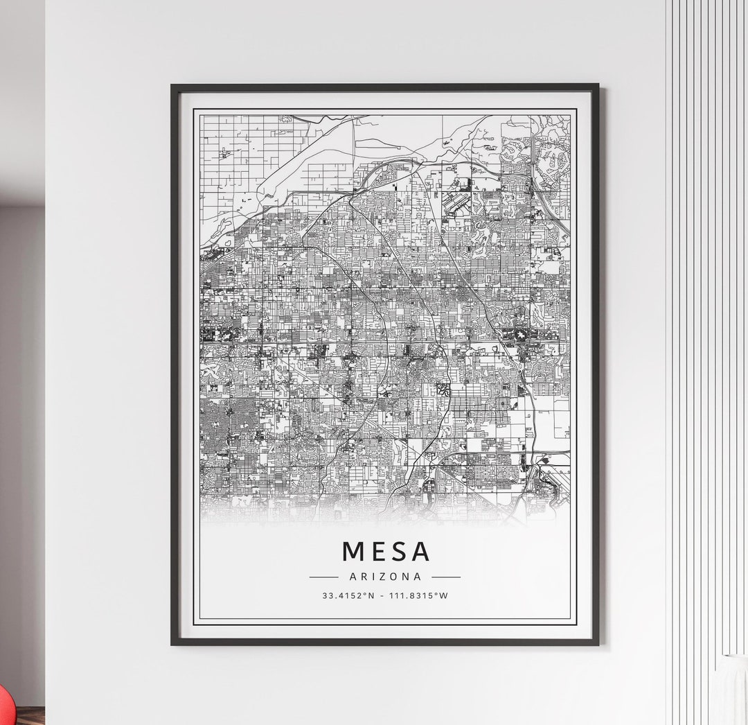 Mesa Arizona Street Map Print | Acrylic Mesa City Map Print | Canvas ...
