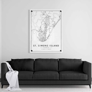 St. Simons Island GA Street Map Print | Acrylic St. Simons Island Map ...