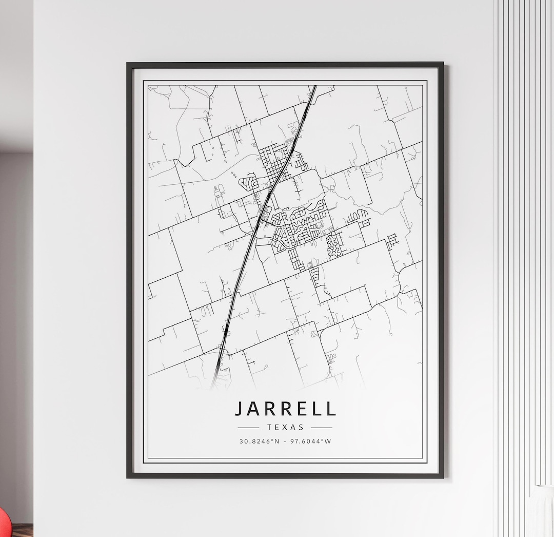 Jarrell Texas Street Map Print | Acrylic Jarrell City Map Print ...