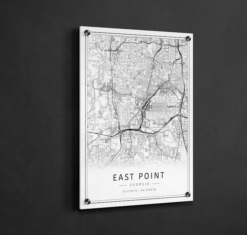 East Point GA Street Map Print | Acrylic East Point City Map Print ...