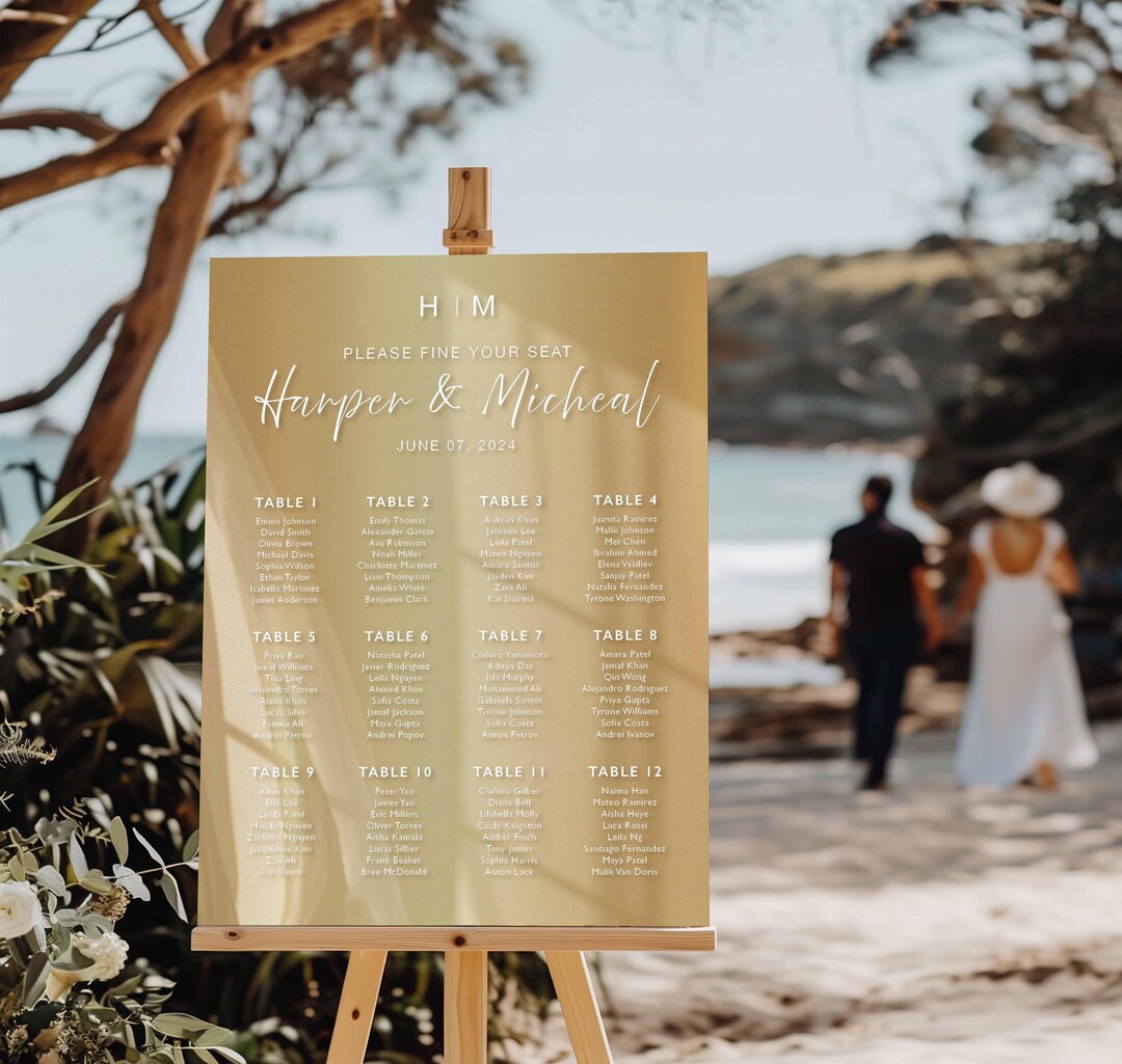 Gold Acrylic Wedding Sign | Gold Table Seating Chart | Gold Custom ...