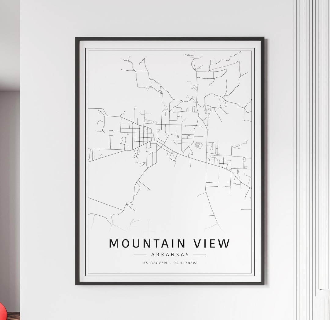 Mountain View AR Street Map Print | Acrylic Mountain View City Map ...