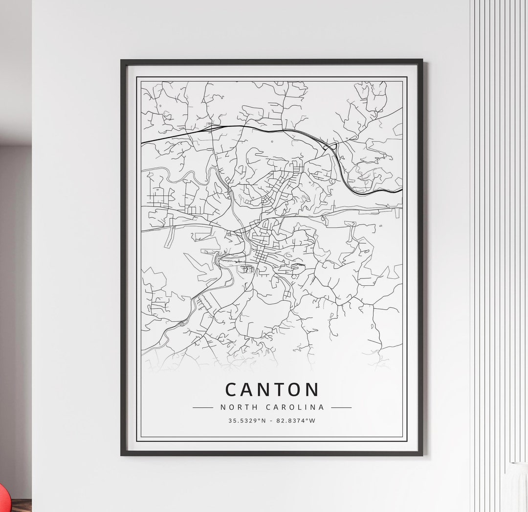 Canton NC Street Map Print | Acrylic Glass Canton City Map Print ...