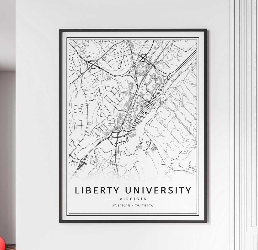 Liberty University VA Street Map Print Acrylic Glass Liberty University ...