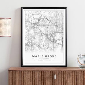 Maple Grove MN Street Map Print | Acrylic Glass Maple Grove City Map ...