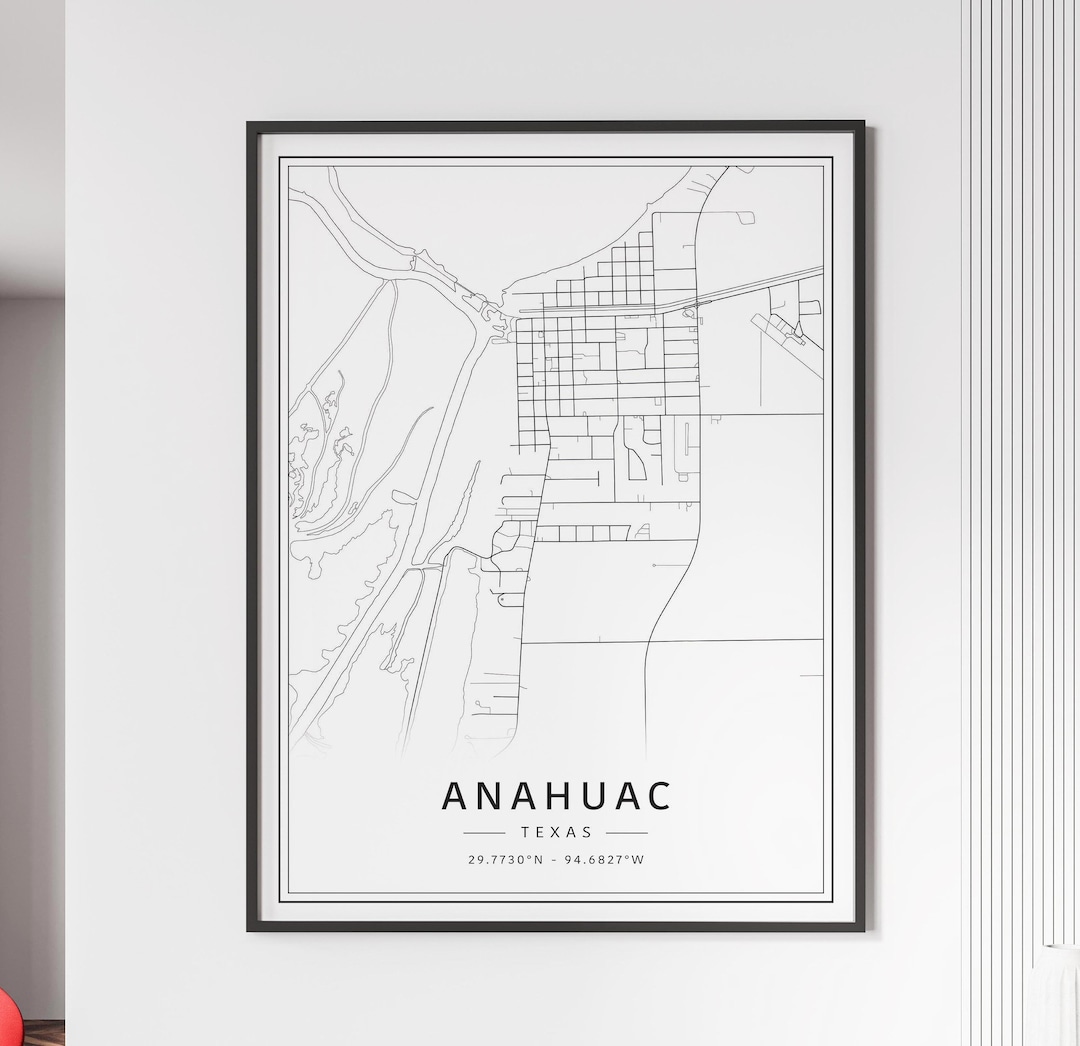 Anahuac TX Street Map Print | Acrylic Glass Anahuac City Map Print ...