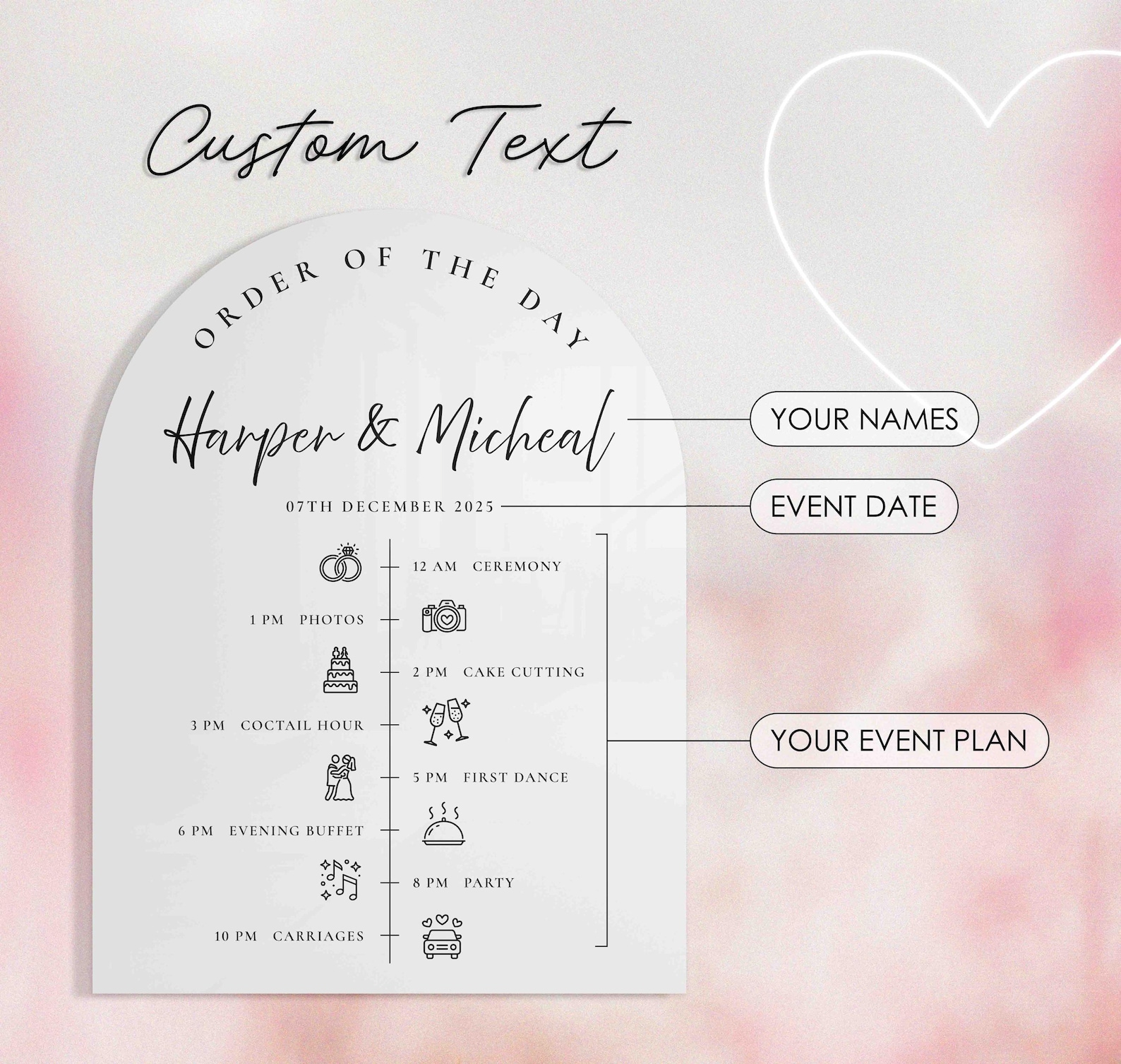 Order of the Day Wedding Sign Order of Events Sign Custom Wedding ...