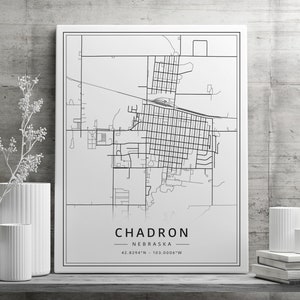 Chadron NE Street Map Print | Acrylic Glass Chadron City Map Print ...
