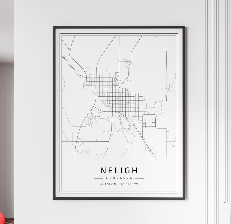 Neligh NE Street Map Print Acrylic Glass Neligh City Map Print Canvas ...