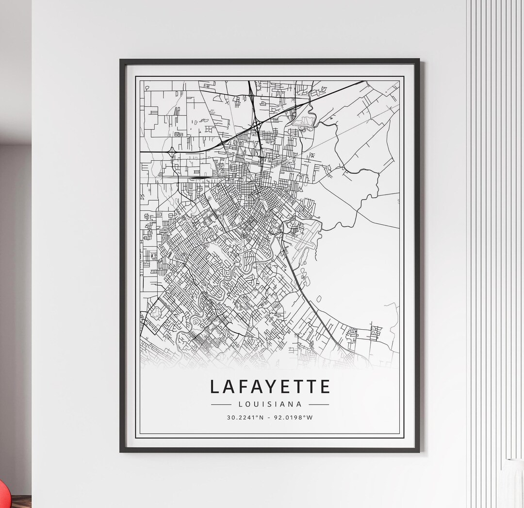 Lafayette LA Street Map Print | Acrylic Lafayette City Map Print ...