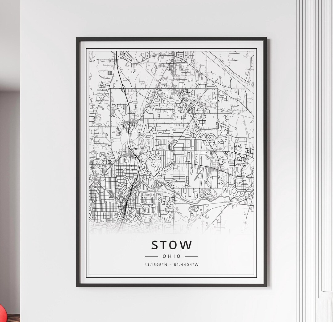 Stow Ohio Street Map Print | Acrylic Glass Stow City Map Print | Canvas ...