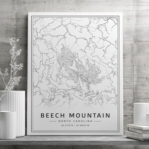 Beech Mountain NC Street Map Print | Acrylic Glass Beech Mountain City ...