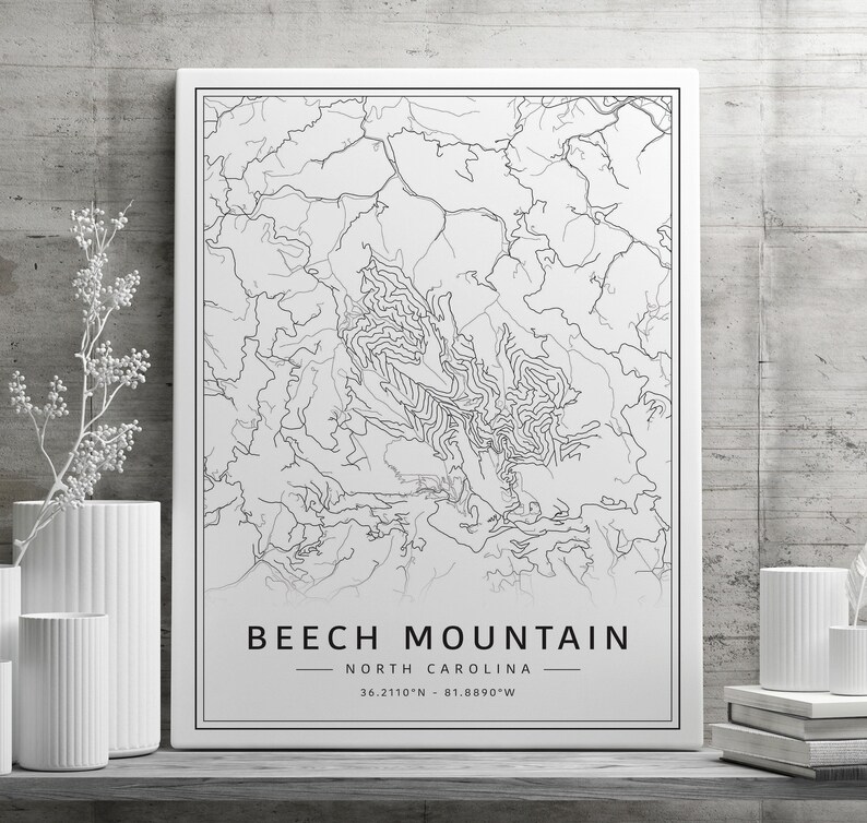 Beech Mountain NC Street Map Print Acrylic Glass Beech Mountain City ...