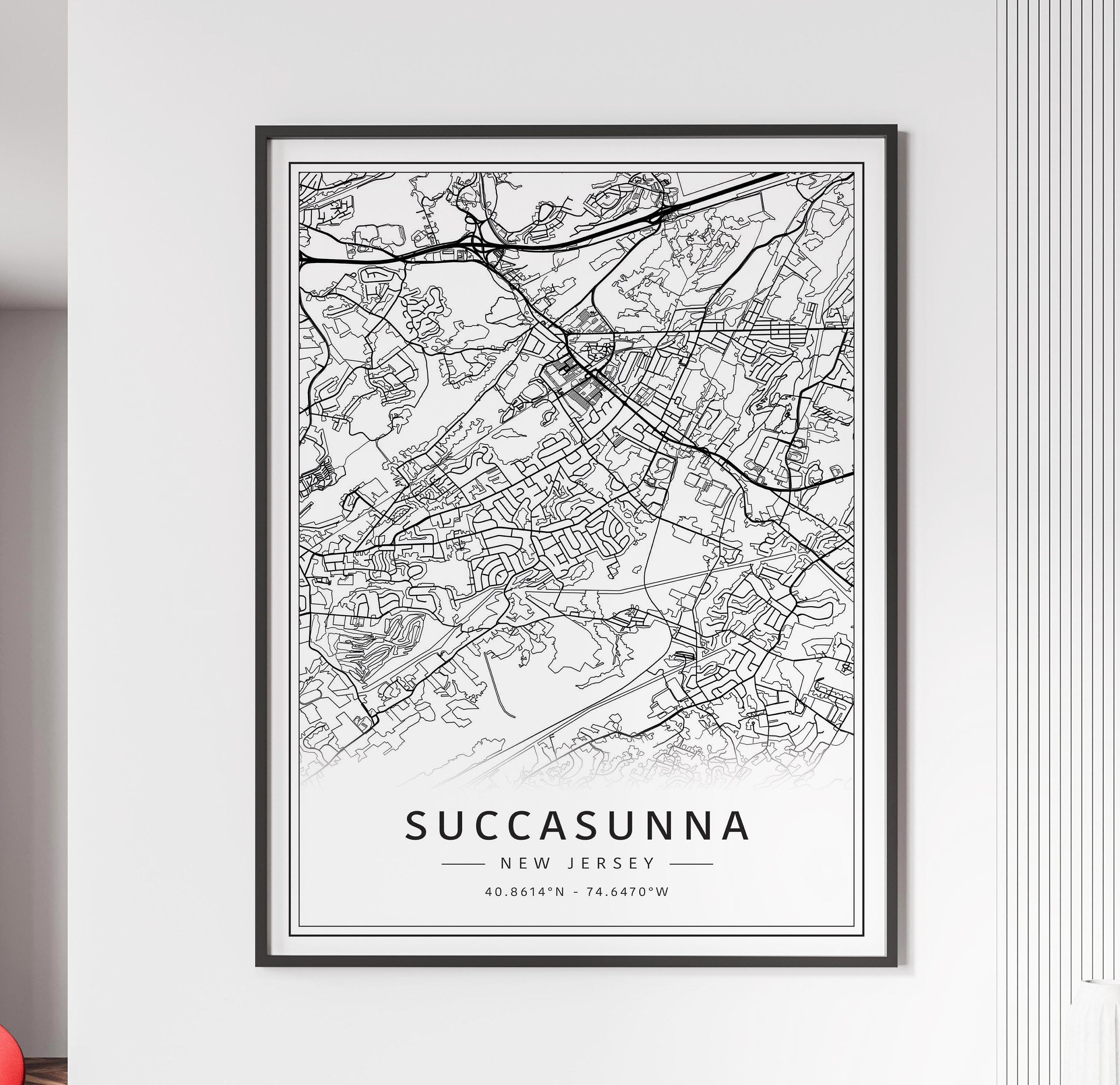 Succasunna NJ Street Map Print Acrylic Glass Succasunna Map Print ...