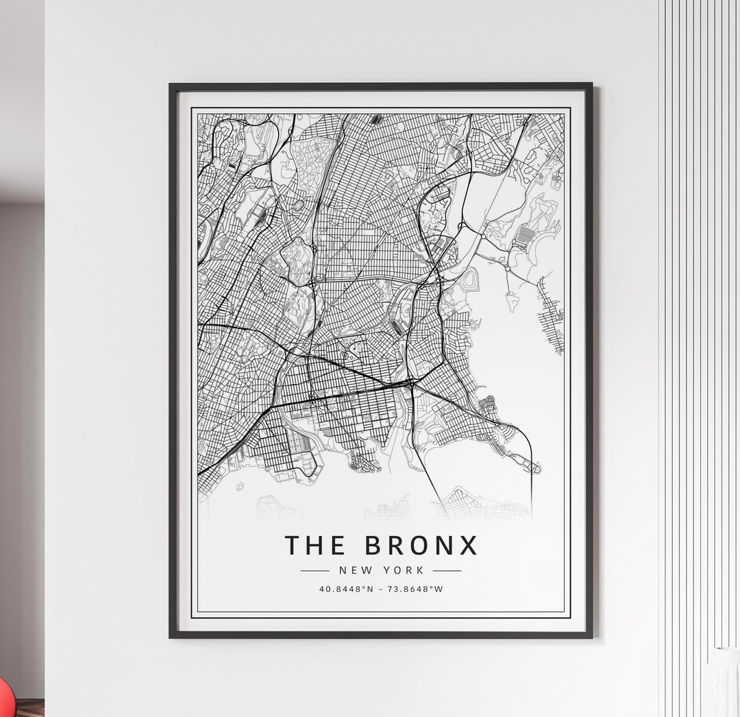 The Bronx New York Street Map Print | Acrylic Glass the Bronx Map Print ...