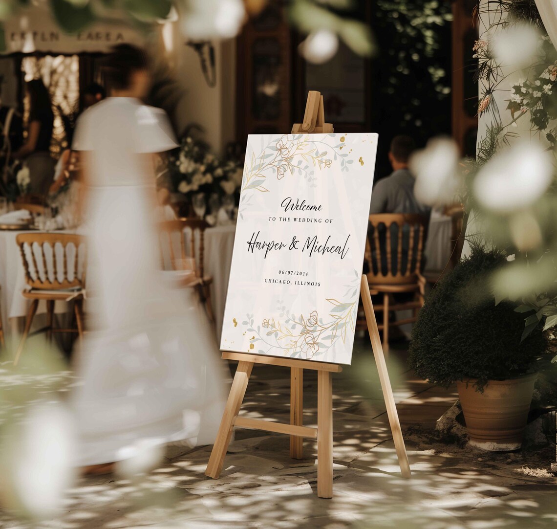 Acrylic Wedding Welcome Sign | Floral Entrance Wedding Sign | Custom ...