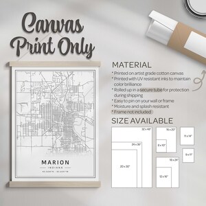 Marion IN Street Map Print | Acrylic Marion City Map Print | Canvas Marion Road Map Print ...