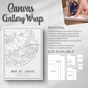 Bay St Louis MS Street Map Print | Acrylic Glass Bay St Louis City Map ...