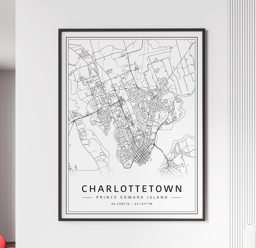 Charlottetown Canada City Street Map Print | Acrylic Glass ...