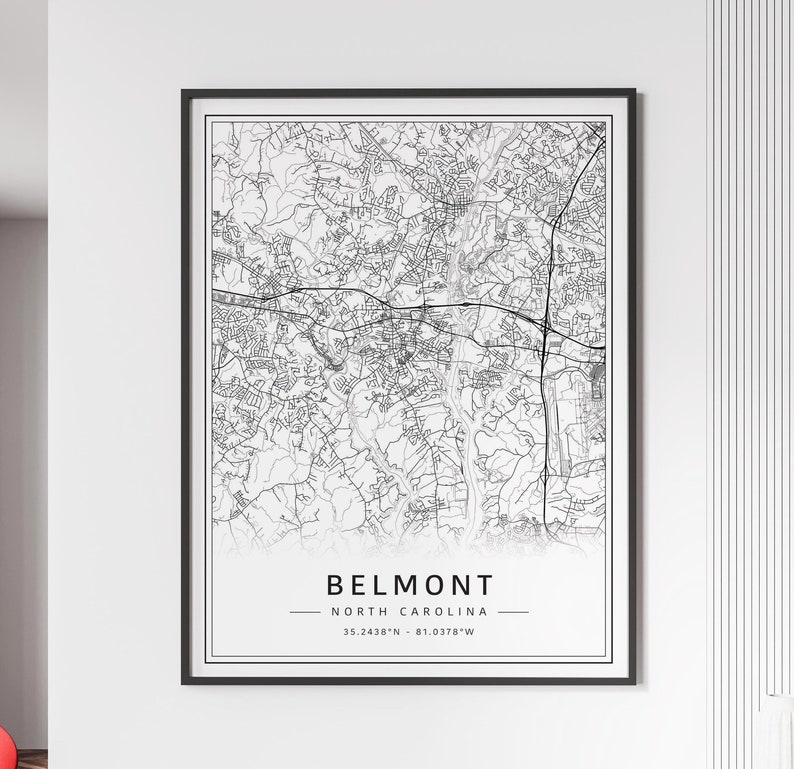 Belmont NC Street Map Print Acrylic Glass Belmont City Map Print Canvas ...