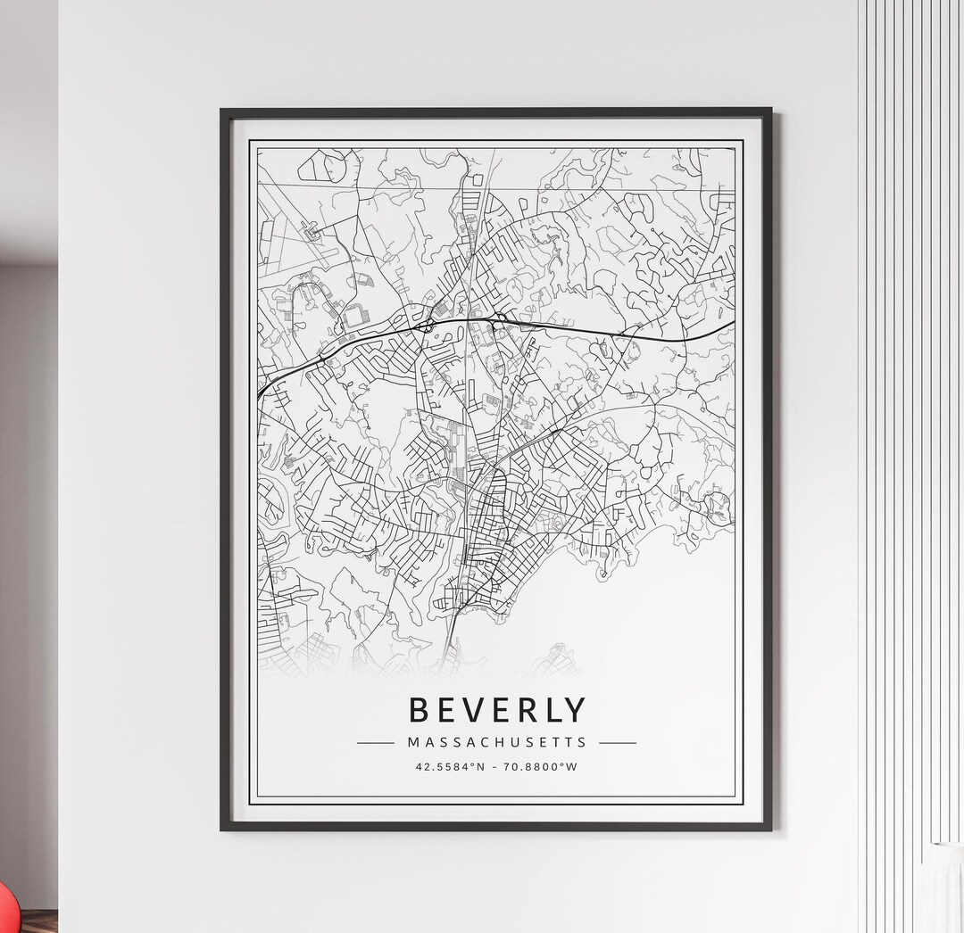 Beverly Massachusetts Street Map Print | Acrylic Glass Beverly Map ...
