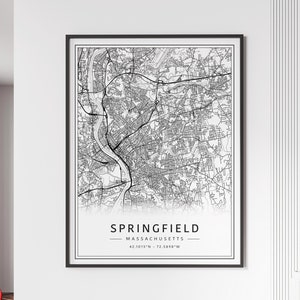Springfield MA Street Map Print | Acrylic Glass Springfield City Map ...