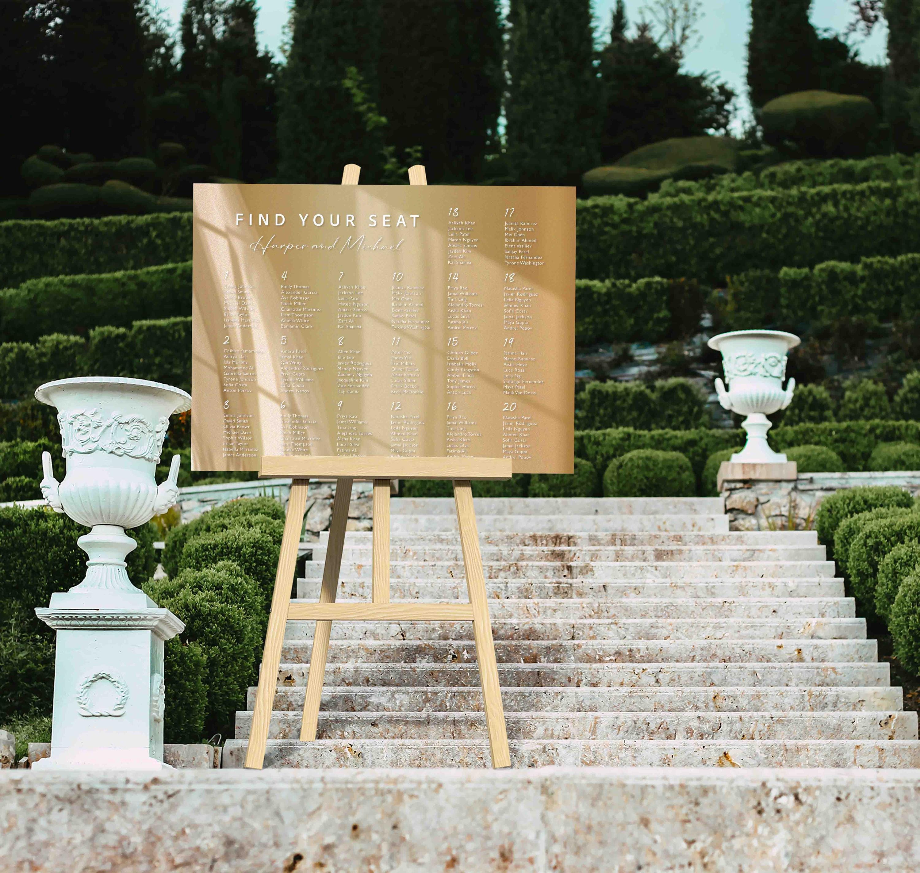 Gold Acrylic Wedding Sign | Gold Table Seating Chart | Gold Custom ...