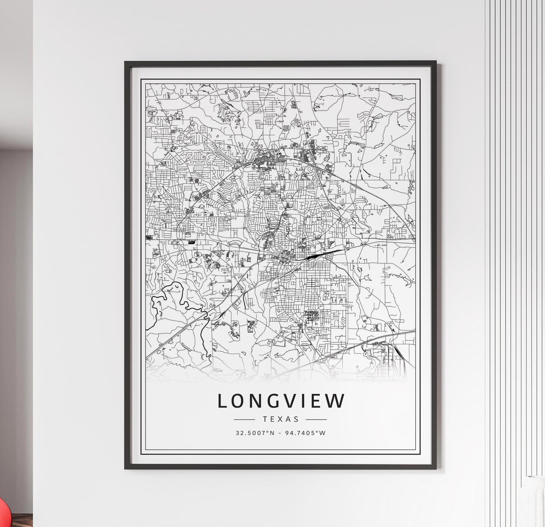 Longview TX Street Map Print | Acrylic Longview City Map Print | Canvas ...