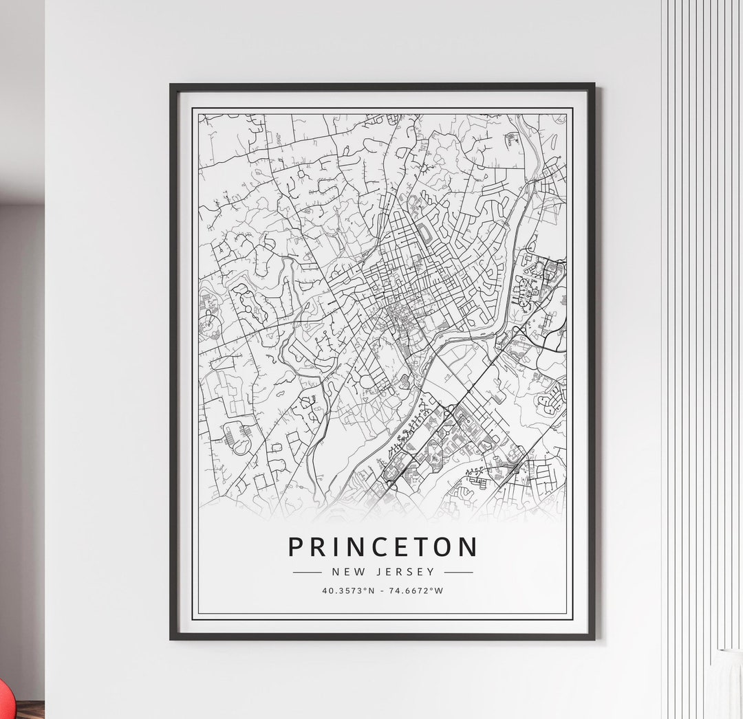 Princeton NJ Street Map Print | Acrylic Glass Princeton City Map Print ...